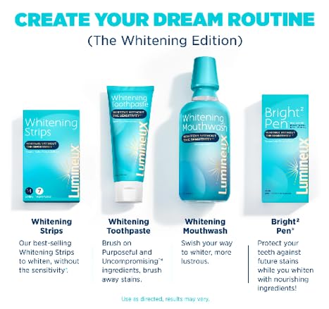 Lumineux Teeth Whitening Toothpaste 2 Pack Peroxide Free Enamel Safe for Sensitive Whiter Teeth, Fluoride Free, No Alcohol, Artificial Colors, SLS Free Dentist Formulated - 3.75 Oz