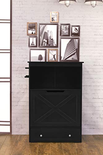 zoovilla Windsor Pet Feeders with storage - dog bowl stand, pet feeder station, Black 13.78?D x 24.02?W x 35.04?H