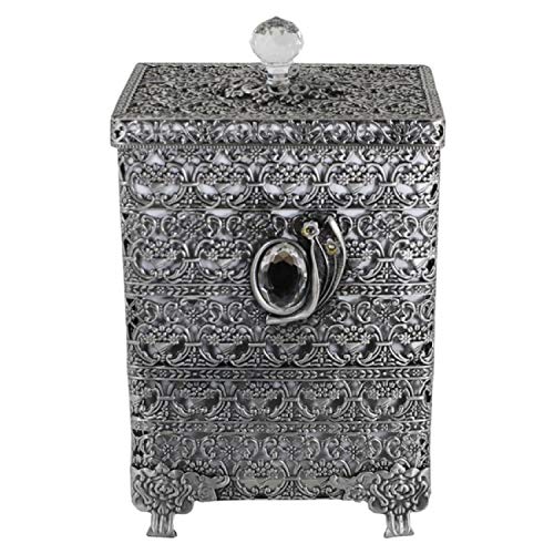 SEHAMANO Antique Rectangular Wastebasket, Vintage Decorative Small Trash Can, Classic Garbage Container Bin for Vanity, Bedroom, Kitchen, Powder Rooms, Home Office Rubbish Bin (Tin (Matt Gray))