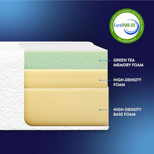 Best Price Mattress 14" Signature Green Tea Memory Foam Mattress, Queen, White