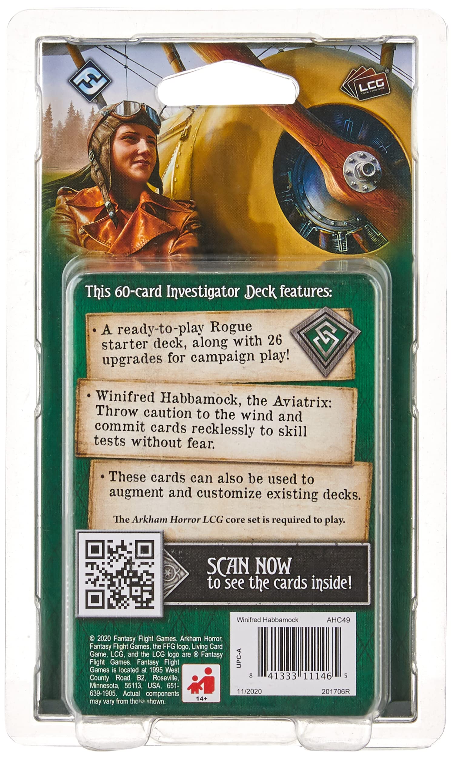 Fantasy Flight Games Arkham Horror The Card Game Winifred Habbamook Starter Deck - Unleash a Reckless Survivor's Power! Cooperative Living Card Game, Ages 14+, 1-4 Players, 1-2 Hour Playtime, Made