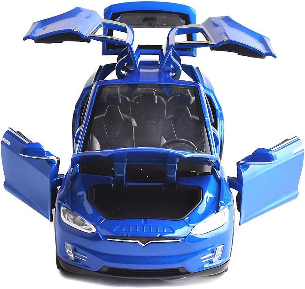 ANTSIR Car Model X 1:32 Scale Alloy diecast Pull Back Electronic Toys with Lights and Music,Mini Vehicles Toys for Kids Gift (Blue)