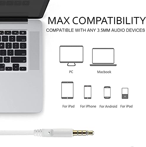 ARC Wired Earbuds in-Ear Headphones, Earphones with Microphone, Slide Volume Control Noise Isolation Ear Buds Ear Tips, 3.5mm Jack for iPhone, iPad, Samsung, Computer, Laptop, Gaming, Sports - White