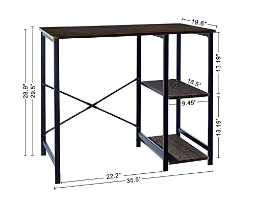 Amazon Basics Classic Home Office Computer Desk with Shelves, 29.5 x 19.6 x 35.5 Inches, Espresso