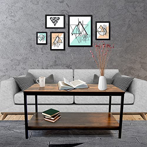 SENIG Coffee Table, Small Coffee Table for Living Room, Coffee Tables with Storage Shelf,Brown Coffee Tables for Small Spaces, Rectangle Wood Table Metal Side End Table, Center Table for Living Room