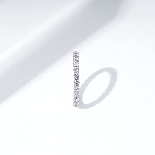 Amazon Essentials Platinum Plated Sterling Silver All-Around Ring set with Round Infinite Elements Cubic Zirconia (1 cttw), Size 5 (previously Amazon Collection)