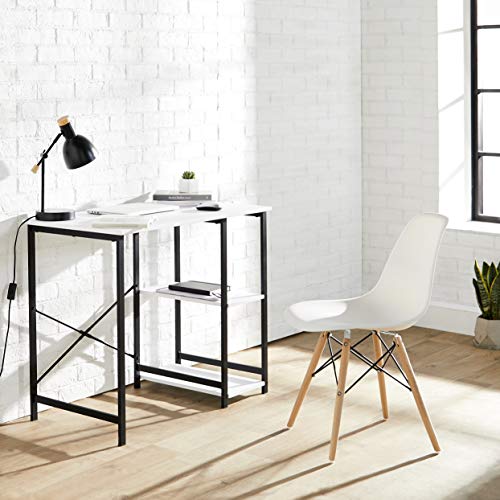 Amazon Basics Classic Home Office Computer Desk with Shelves, 29.5 x 19.6 x 35.5 Inches, White
