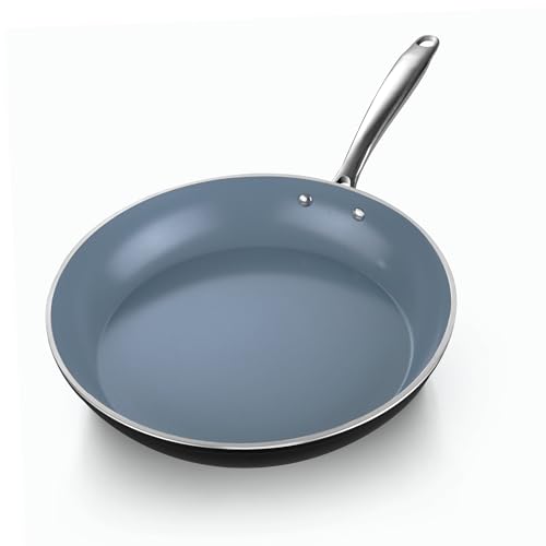 Cook N Home Pots and Pans Nonstick Ceramic Kitchen Cookware Sets Include Saucepan, Frying Pans, Stockpot with Lids, Nylon Utensils, 10-Piece, Heavy Gauge, Black & Gray