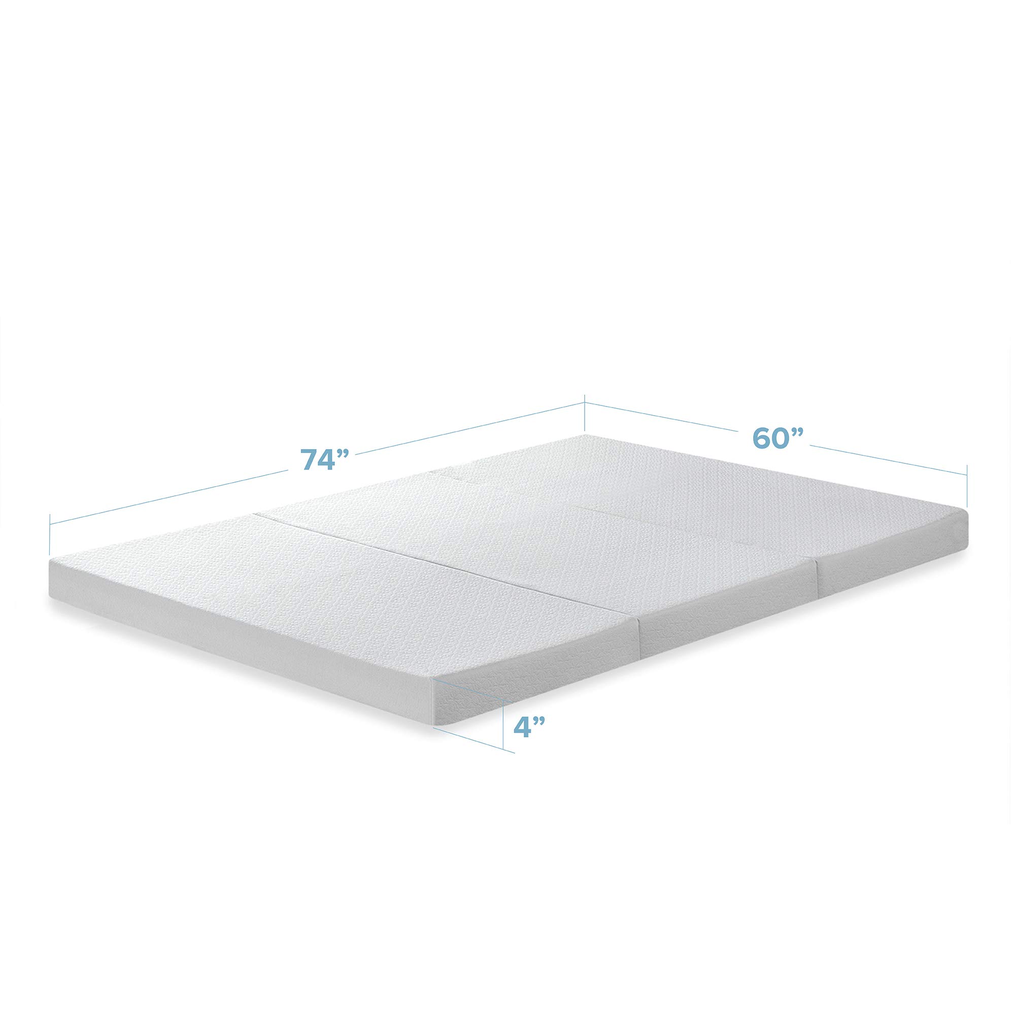 Best Price Mattress 4 Inch Trifold Memory Foam Mattress Topper with Cover, CertiPUR-US Certified, Short Queen