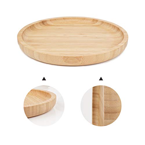 ANOTION Bamboo Plant Saucer, Suitable for 6-8 inch Plant Pots, 2 Packs Plant Pot Saucers Durable Bamboo Plant Tray for Indoors(20cm)