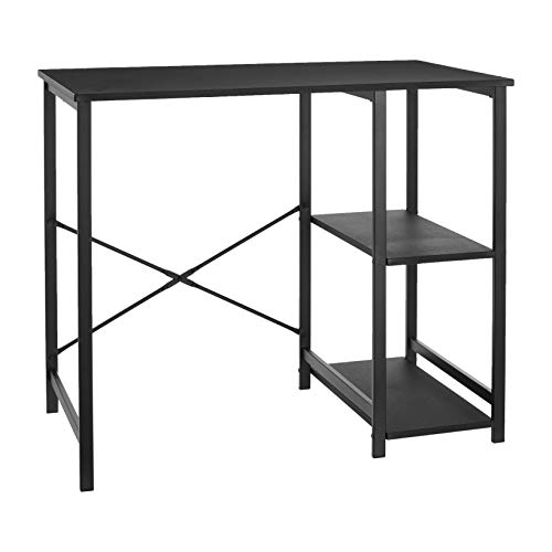 Amazon Basics Classic Home Office Computer Desk with Shelves, 29.5 x 19.6 x 35.5 Inches, Black