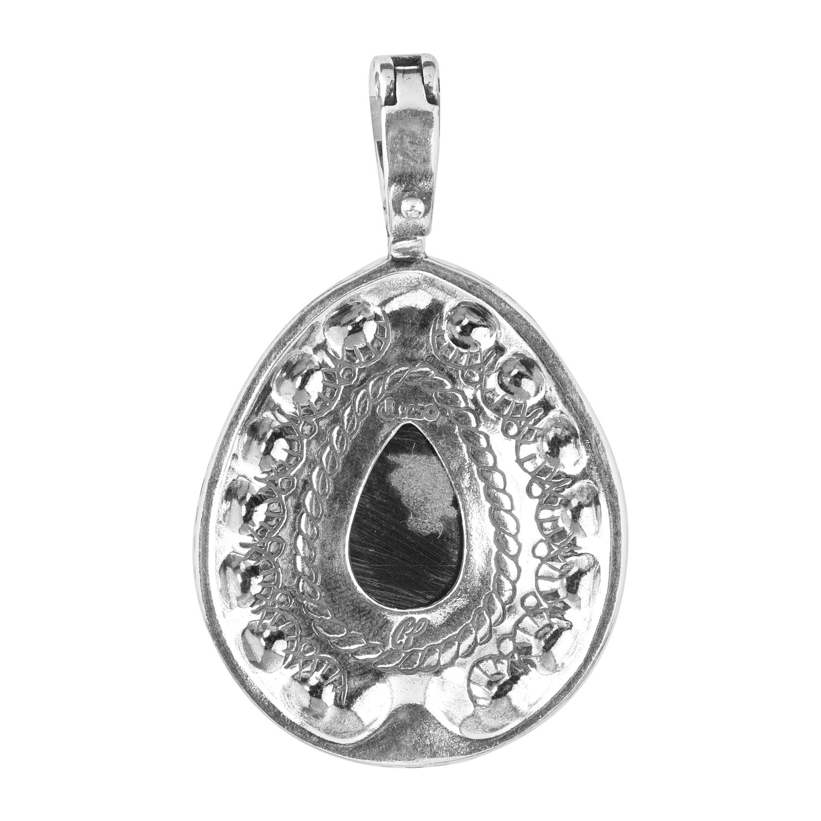 American West Sterling Tiger's Eye, Turquoise and Coral Inlay Pendant Enhancer