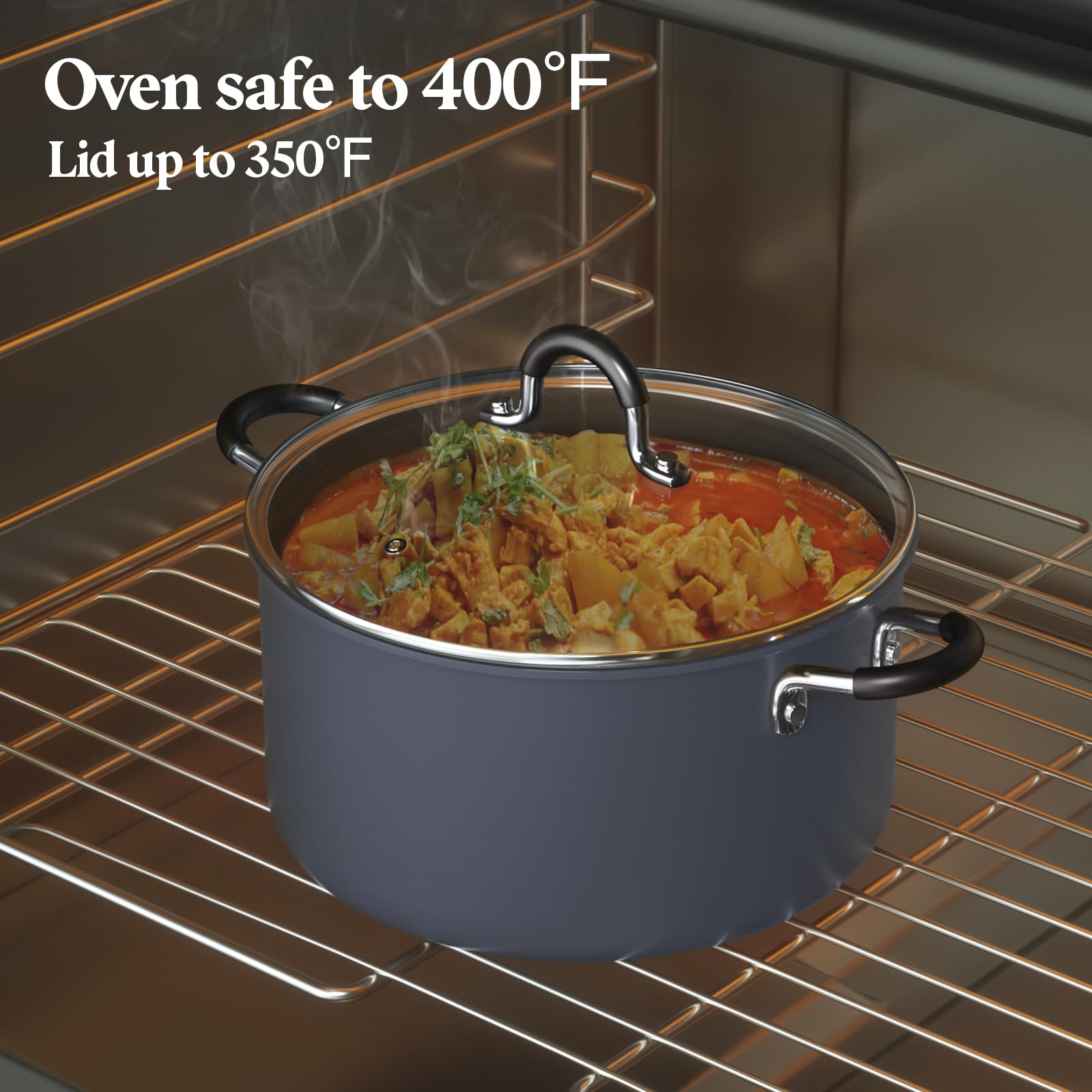 Cook N Home Professional Hard Anodized Nonstick Saucepan with Lid, 1.5 Quart, Black