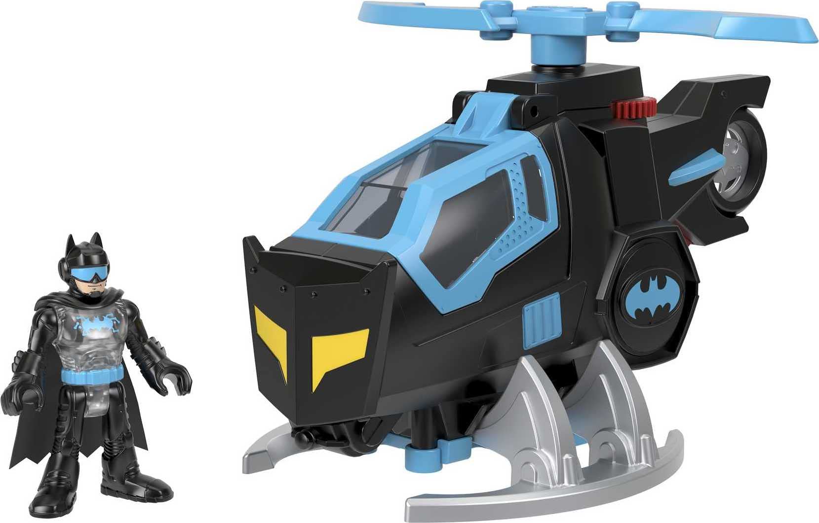 Fisher-Price Imaginext DC Super Friends Batman Toy Helicopter with Spinning Propellers and Claw for Preschool Pretend Play, Bat-Tech Batcopter