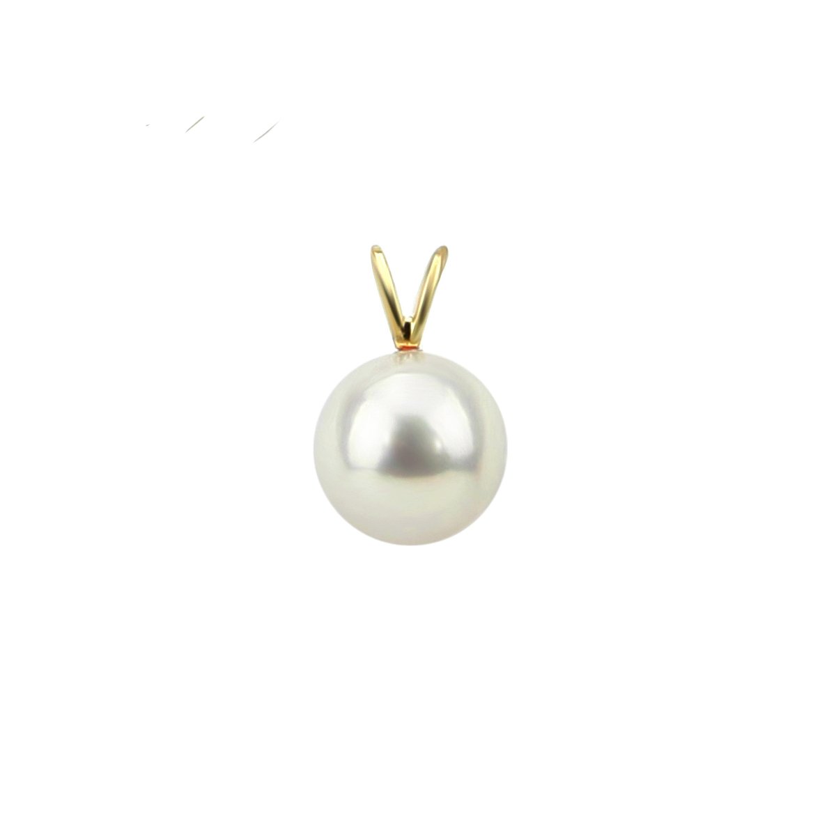 Akwaya 14k Gold 10.0-11.0mm High Luster White Freshwater Cultured Pearl Pendant only, AAA Quality (Yellow-Gold)
