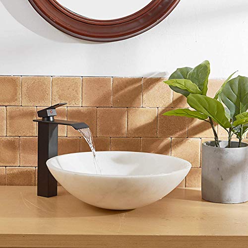 Bathfinesse Matte Black Bathroom Faucet Vessel Sink Bowl Faucet Tall with Pop Up Drain Assembly Single Handle Single Hole Vanity Lavatory Deck Mount Supply Lines Hose Lead-Free