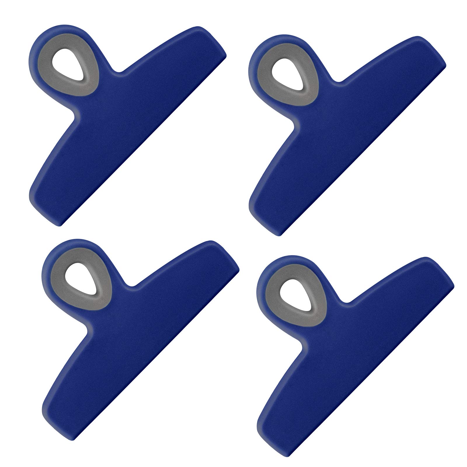 COOK WITH COLOR Bag Clips - Heavy Duty Chip Clip and Refrigerator Magnet Clips for Food Storage with Air Tight Seal Grip, Blue, Pack of 4 Large Clips