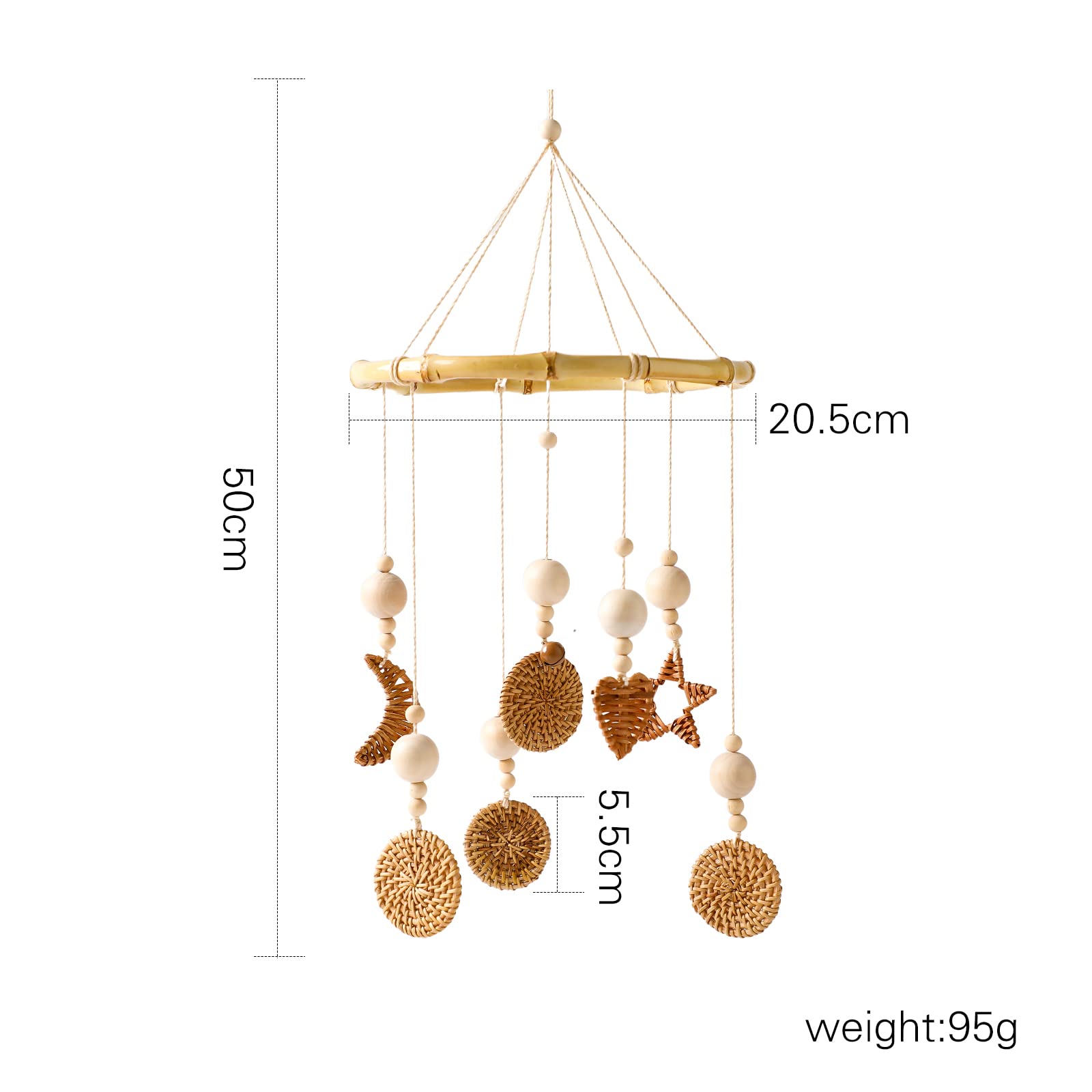 Baby Mobile for Crib - Modern Boho Baby Mobile - Nursery Mobile for Girl or Boy | Gender Neutral Handmade Mobile| Ceiling Rattan Mobile