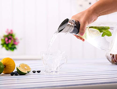 Purefold 40 Ounce Glass Carafe with Drip-Free Stainless Steel Lid, Ice Tea Pitcher, Juice jar, Tea & Coffee Maker, Perfect Drinkware for Hot and Cold Water Pitcher