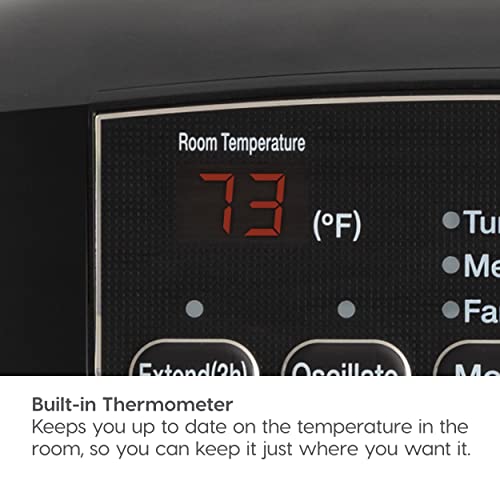 IRIS USA WOOZOO 1500-Watt Oscillating Portable Heater with Motion Sensor, Space Ceramic Fan for Desk, Fast Heating Indoor Room, Child Safe Personal Quiet Heater With Built-in Thermometer, Black