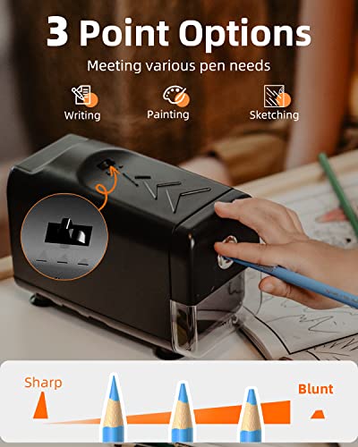 Zmol Electric Pencil Sharpeners,Heavy Duty Classroom Pencil Sharpeners for Colored Pencil,Auto Stop/ 3 Modes to Choose/Super Sharp&Fast/Safe to Kids Automatic Sharpener
