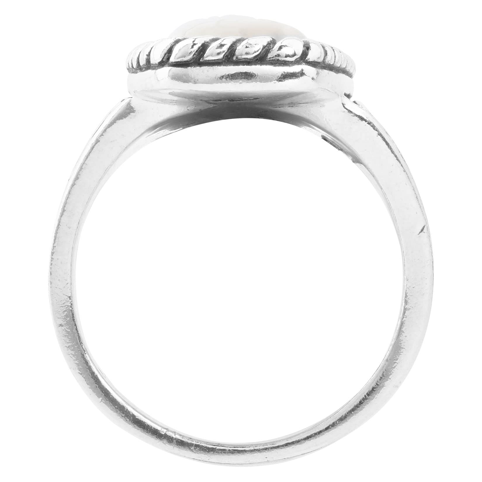 American West Sterling Silver Carved Mother of Pearl Gemstone Ring. Size 6