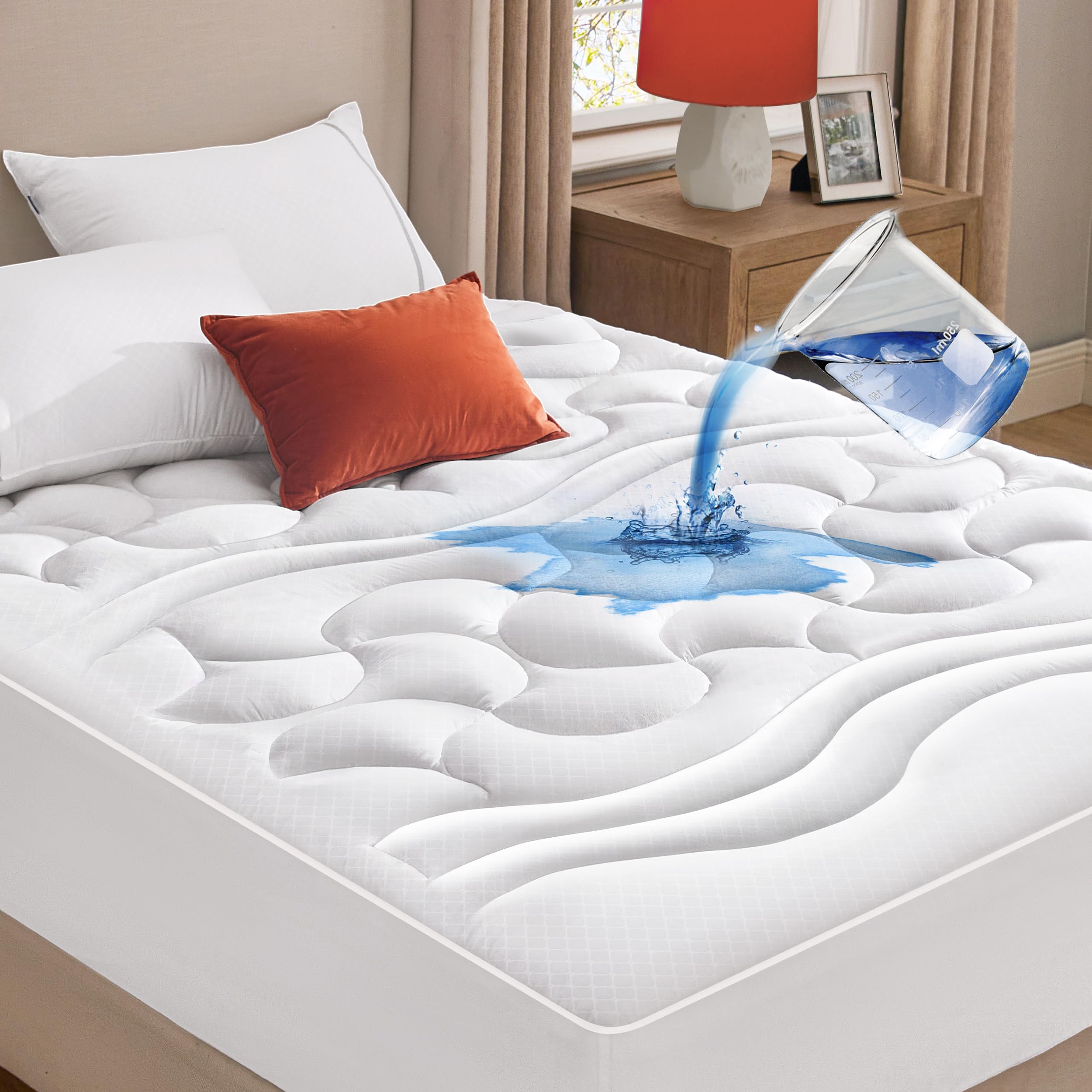 Bedsure Queen Mattress Protector Waterproof - Deep Pocket Mattress Pad Up to 21 Inches, 600 GSM Non Slip Soft Breathable Quilted Padded Mattress Cover