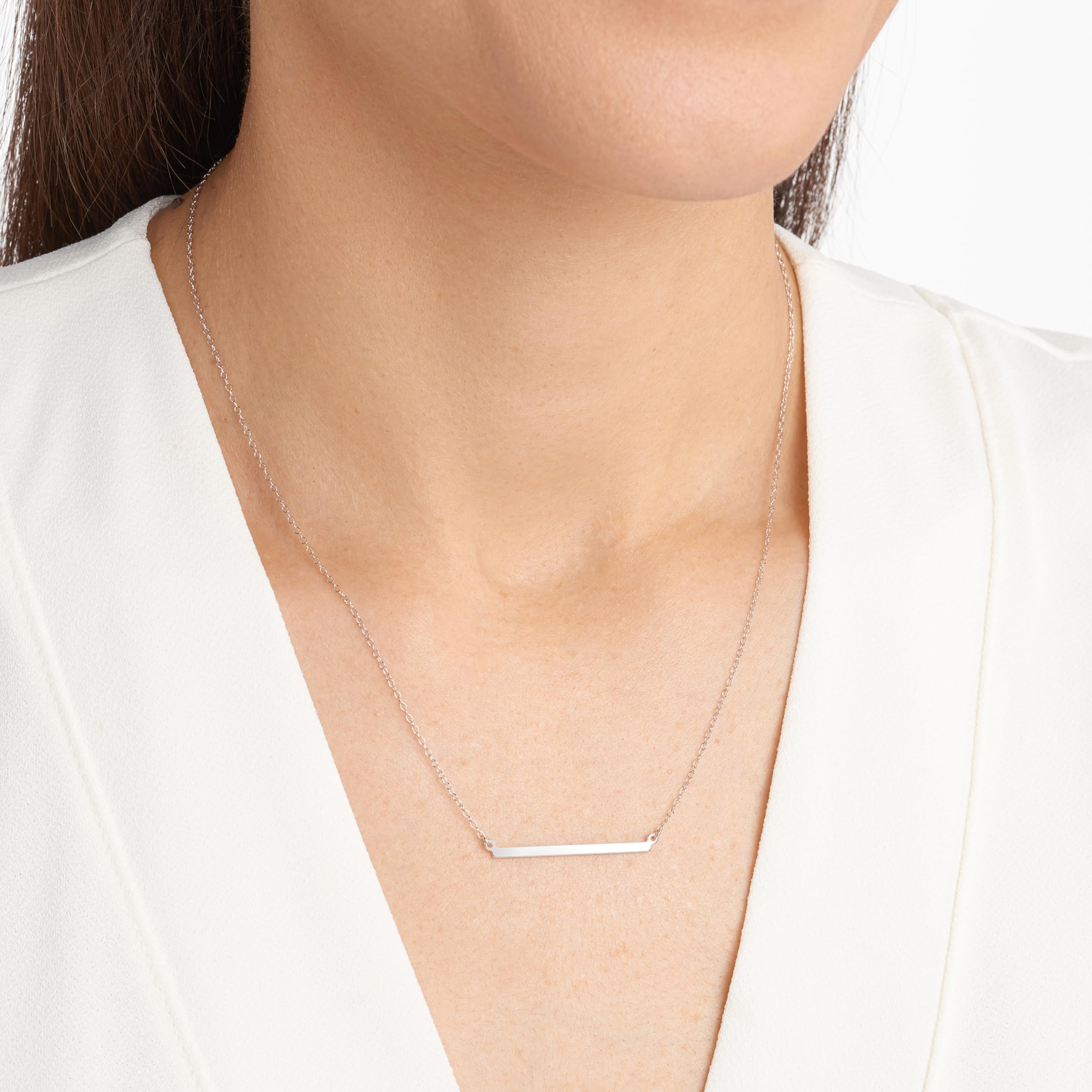 Amazon Essentials womens Sterling Silver Horizontal Bar Necklace, 18" (previously Amazon Collection)