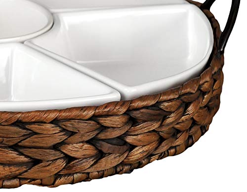 Serving Tray and Serving Dishes, RANDEFURN 7-Set Gold Platters for Parties,15.5 x 15.5 inches, Divided Serving Trays & Platters, Portable Handle,Gold