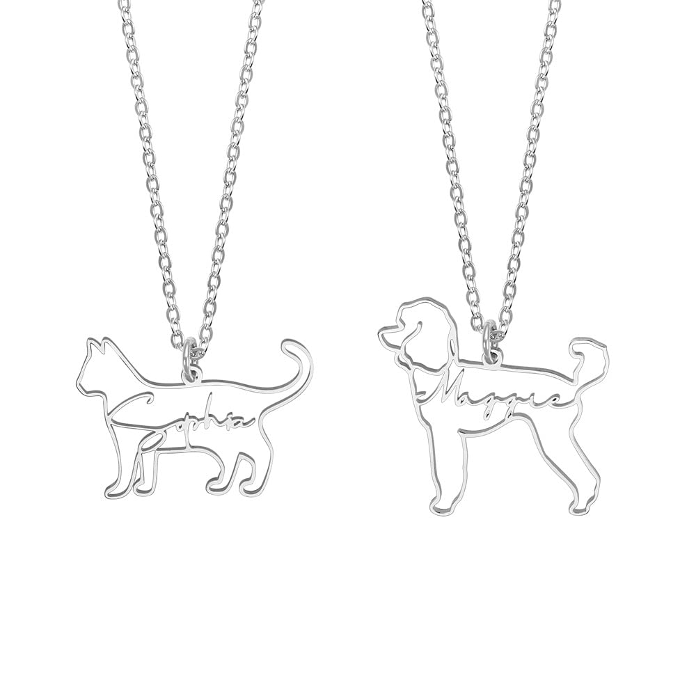 AILIN Custom Dog Cat Necklace With Name Stainless Steel Personalized Pet Necklace Pet Lovers Jewelry Birthday Christmas Gifts For Women Her
