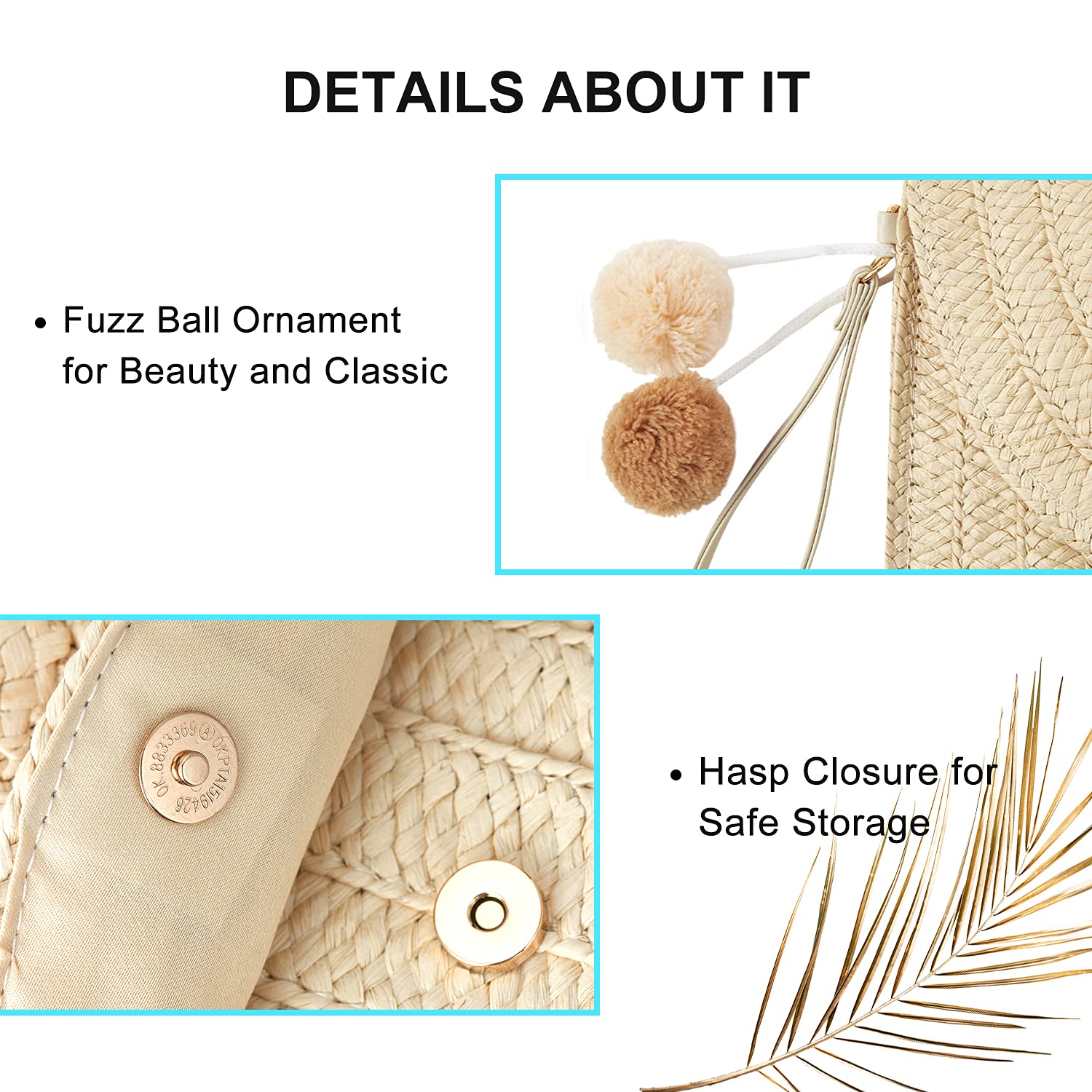FARVALUE Women's Straw Shoulder Crossbody Bag Summer Woven Purse Beach Straw Envelope Clutch Wallet for Women