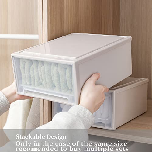 Yishyfier Stackable Plastic Storage Drawer Organizer with Clear Doors for Pantry,Bedroom,Closet,Desk,Home and Office De-Clutter,Store Under-Sink,Shoes and Crafts,Hallway,Entryway,Under Bed,2-Pack