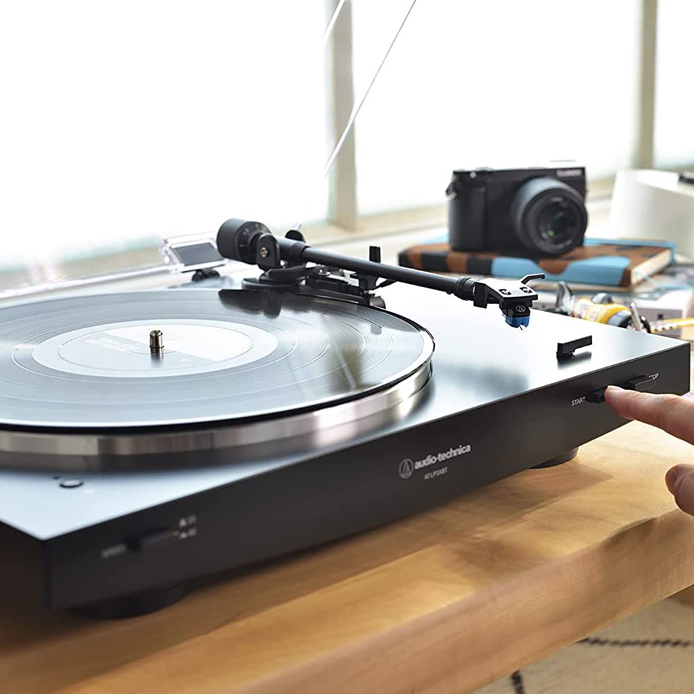 Audio Technica AT-LP3XBT-BK Fully Automatic Wireless Belt-Drive Turntable, Black Bundle with Deco Gear 12" Turntable Platter Mat, Vinyl Record Cleaning Fluid System with Brush & Microfiber Cloth