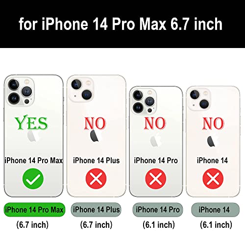 DKDKSIP for iPhone 14 Pro Max Wallet Case for Women, Support Wireless Charging with RFID Blocking Card Holder, Leather Zipper 2 in 1 Detachable Magnetic Phone Case with Crossbody Strap Wristlet, Black