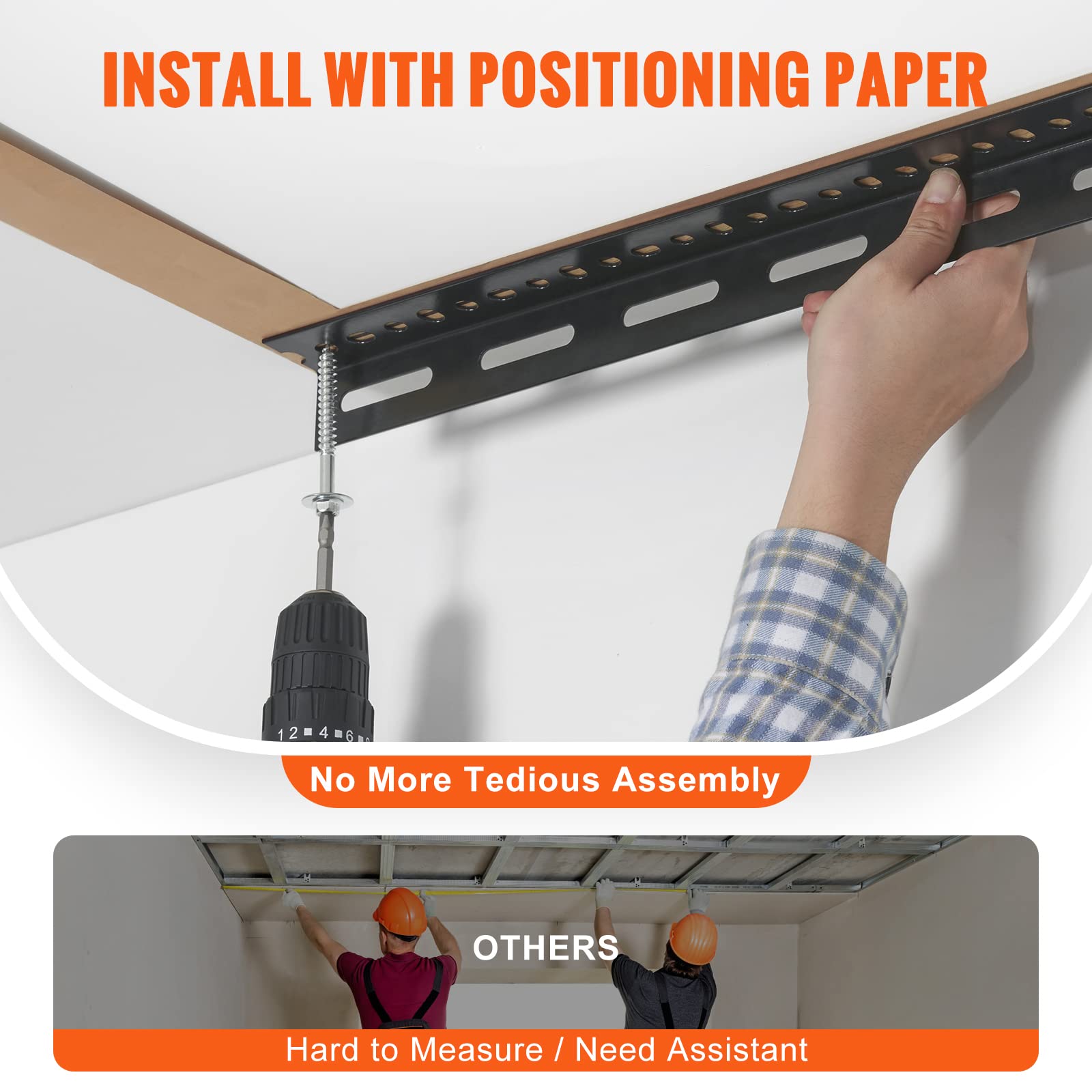 BestEquip 4x8 Overhead Garage Storage Rack, Adjustable Garage Storage Organization Systerm, Heavy Duty Metal Garage Ceiling Storage Racks, 600lbs Load Capacity, 22''-40"