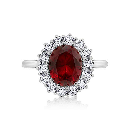 Amazon Essentials Platinum-Plated Sterling Silver Created Ruby with Infinite Elements Cubic Zirconia Accent Ring, Size 7, (previously Amazon Collection)