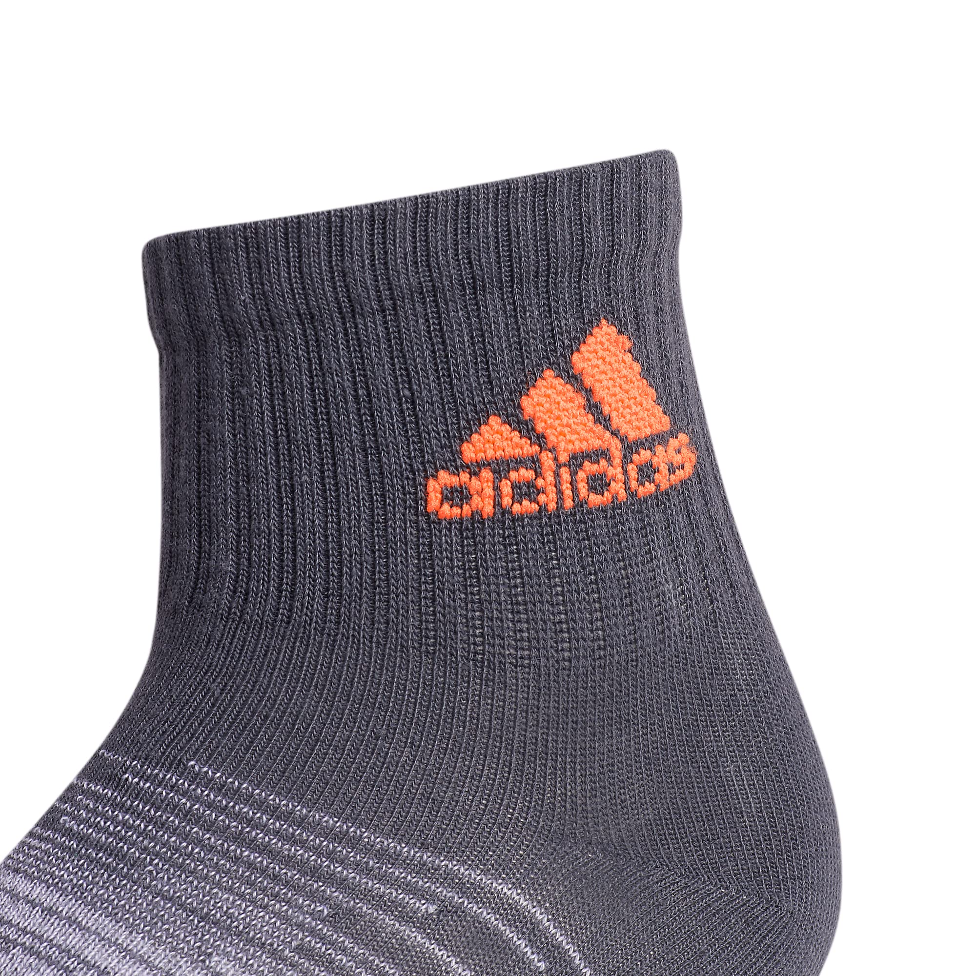 adidas Kids-Boys/Girls Superlite Quarter Socks (6-Pair), Onix Grey/Grey/Signal Orange, Large