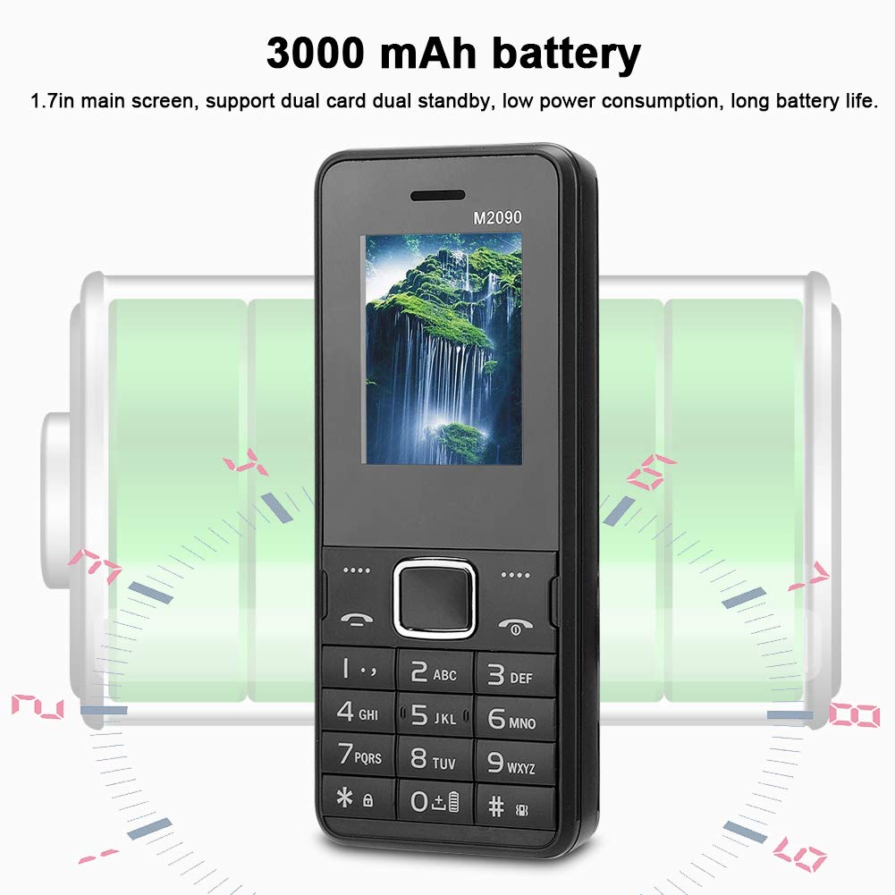 ASHATA Unlocked Mobile Phone, 1.7in Screen Simple Phone with 3.5mm Headphone Jack, 32MB and 32MB, 0.08MP Camera, Dual SIM Card 2G Cellphone, 1500MAh, Black-US