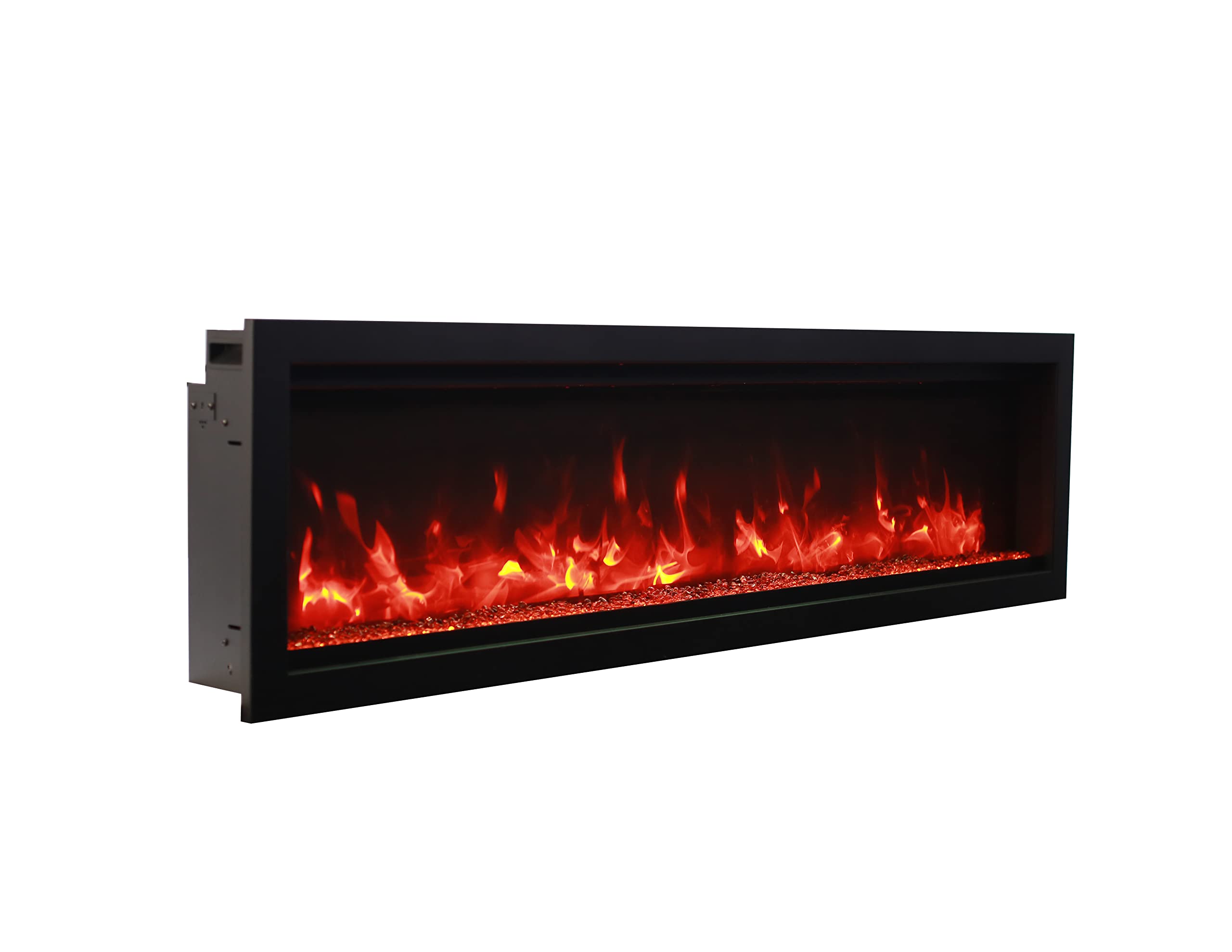Amantii SYM-50-BESPOKE Symmetry Series Bespoke 50-Inch Built-in Electric Fireplace with Remote, Ember Media, Black Steel Surround