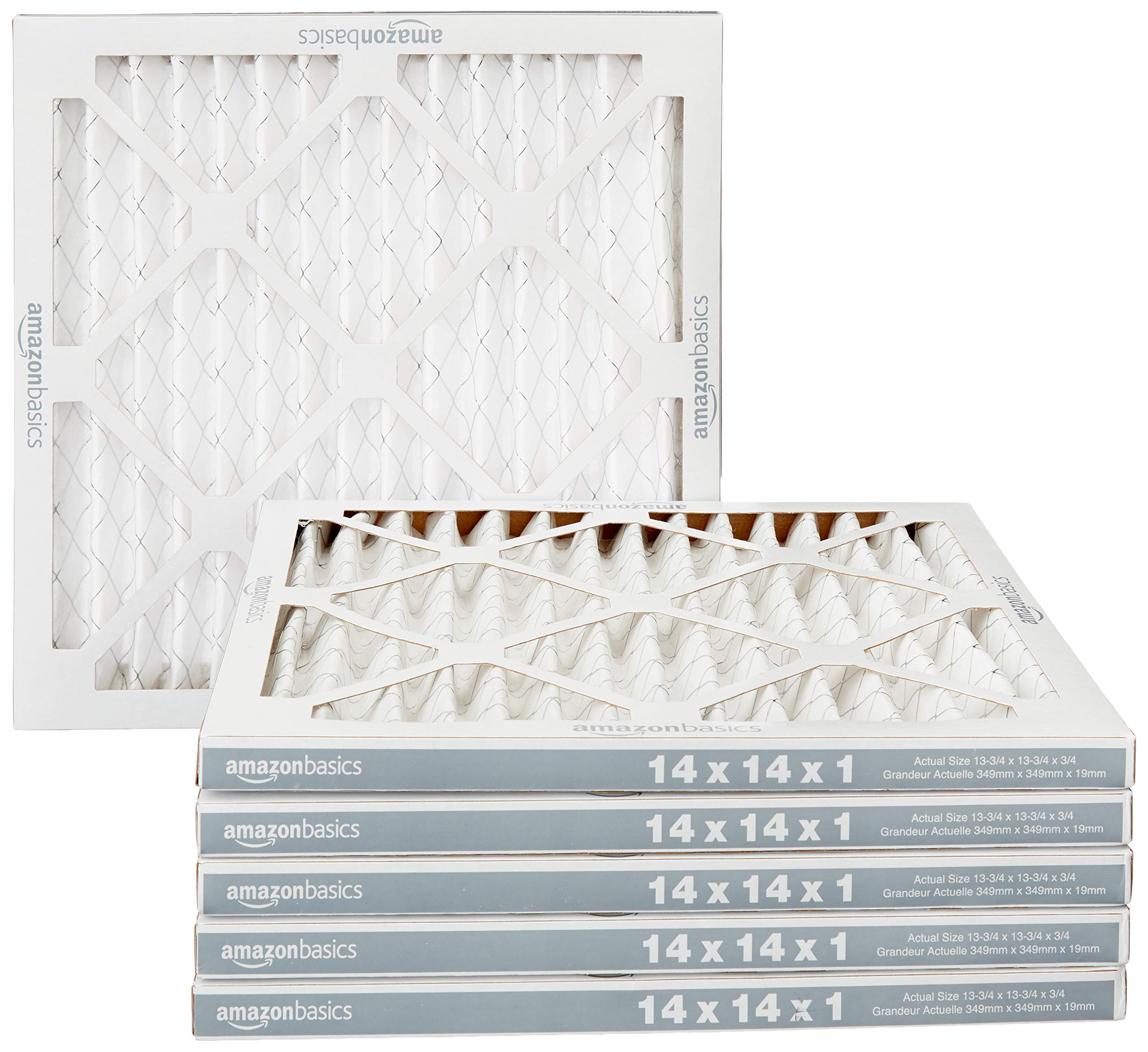 Amazon Basics Merv 11 AC Furnace Air Filter - 14'' x 14'' x 1'', 6-Pack