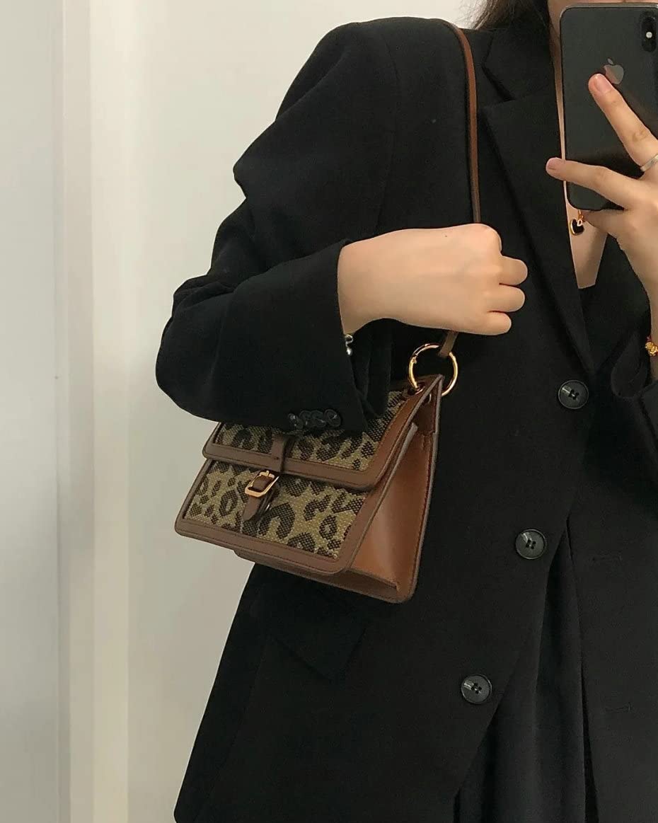 Leopard Print Purse Cheetah Crossbody Shoulder Bag Vegan Leather Handbag for Women