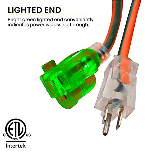 GoGreen Power GG-13725 16/3 25’ SJTW Outdoor Extension Cord, Lighted End, 25 Ft (2 Pack)