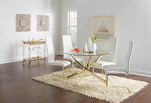 Coaster Furniture High Back White and Rustic Brass (Set of 4) Side Chair 17" D x 22.75" W x 43.75" H 190512