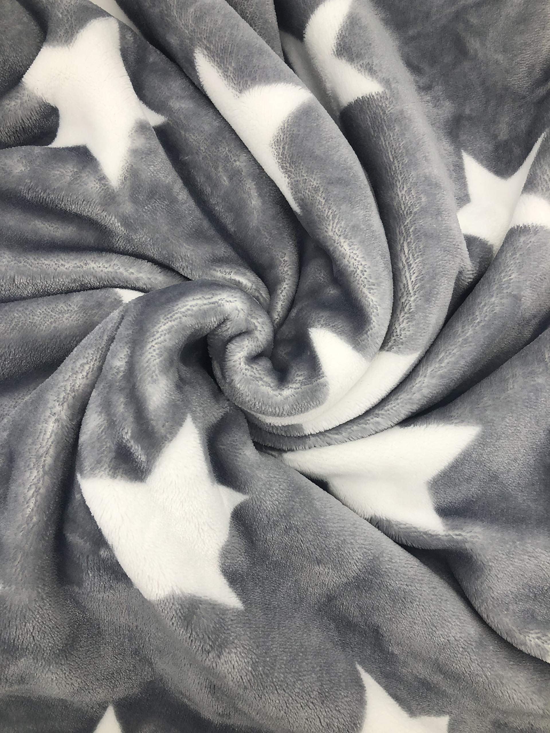 Baby Blanket - Super Soft Blanket for Girls & Boys. Large Blanket (34.5"x47") Warm Throw Blanket for Cribs & Strollers, Receiving Blanket, Gray with White Star Blanket