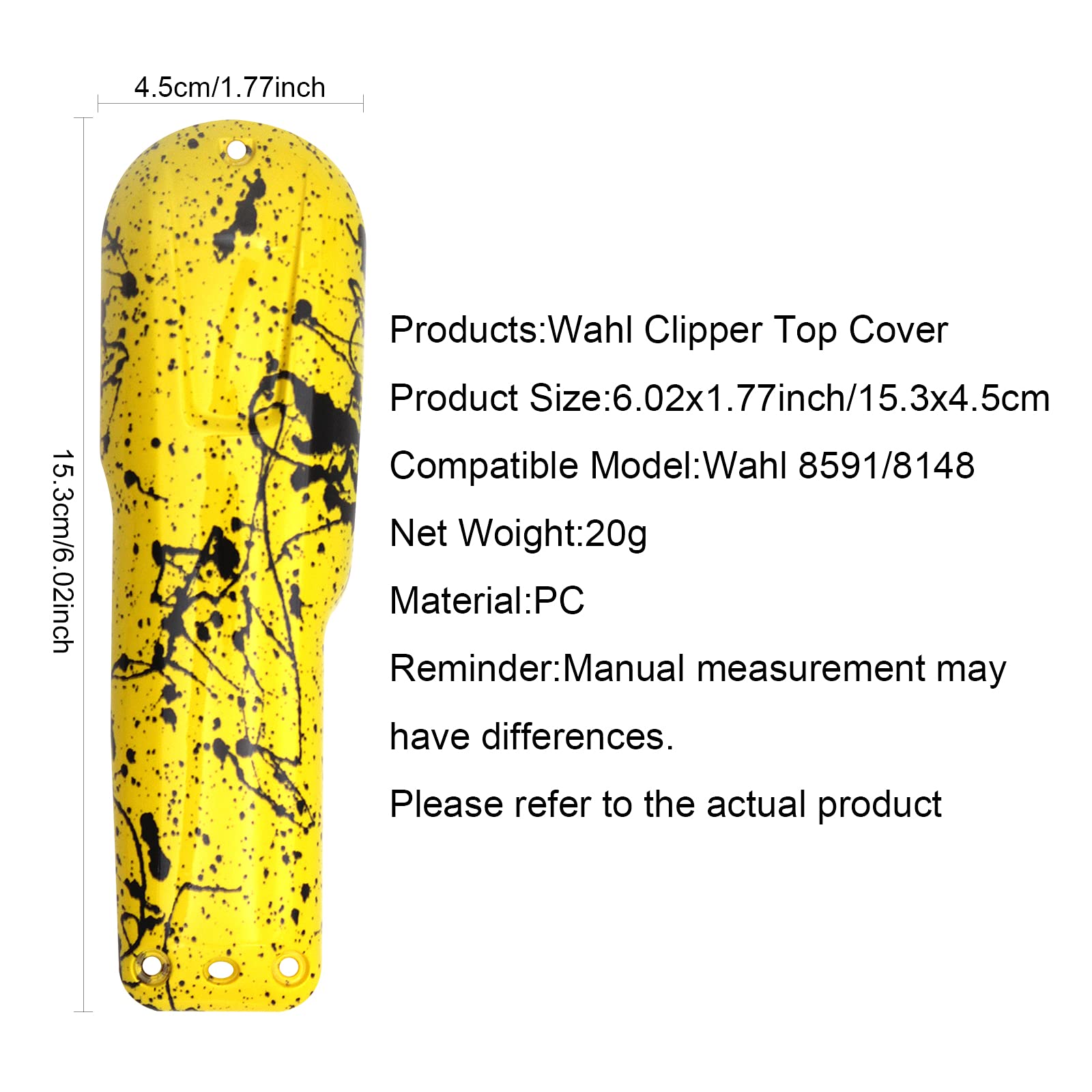 Anrom DIY Hair Clipper Cover, Compatable for Wahl 5 Star Cordless # 8591 Back Cover, Camouflage Yellow