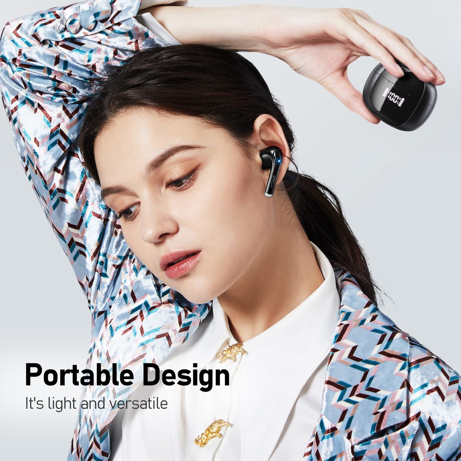 CALCINI Wireless Earbuds, Bluetooth Earbuds 5.3 with LED Power Display Charging Case (SkyBlue)