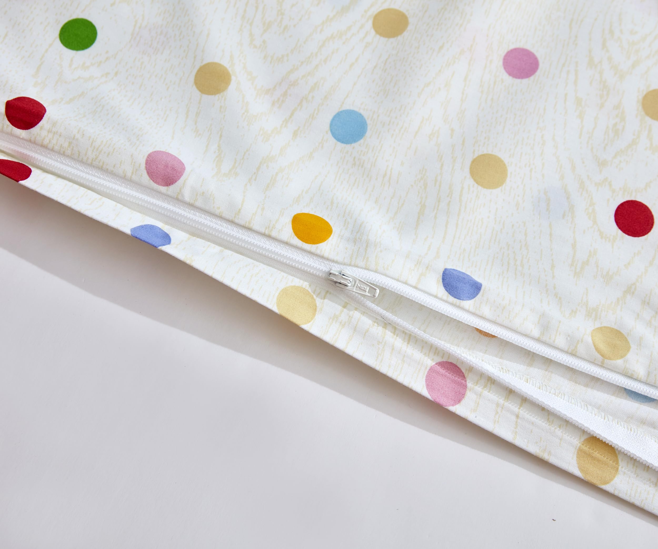 MengBoo Duvet Cover Set 3 pcs(1 Duvet Cover+2 Pillowcases) 100% Cotton Sateen Woven Hidden Zipper Closure (Dot, Twin)