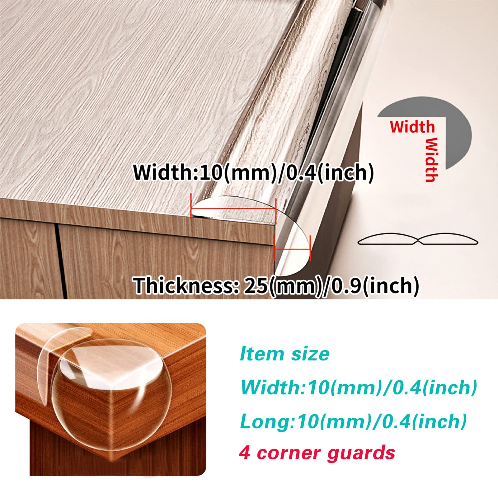 Baby Proofing,6.6ft(2m) Clear Edge Protector Strip for Kids,4 Thickened Silicone Soft Corner Protectors with Upgraded Pre-Taped Strong Adhesive for Cabinets, Tables, Drawers