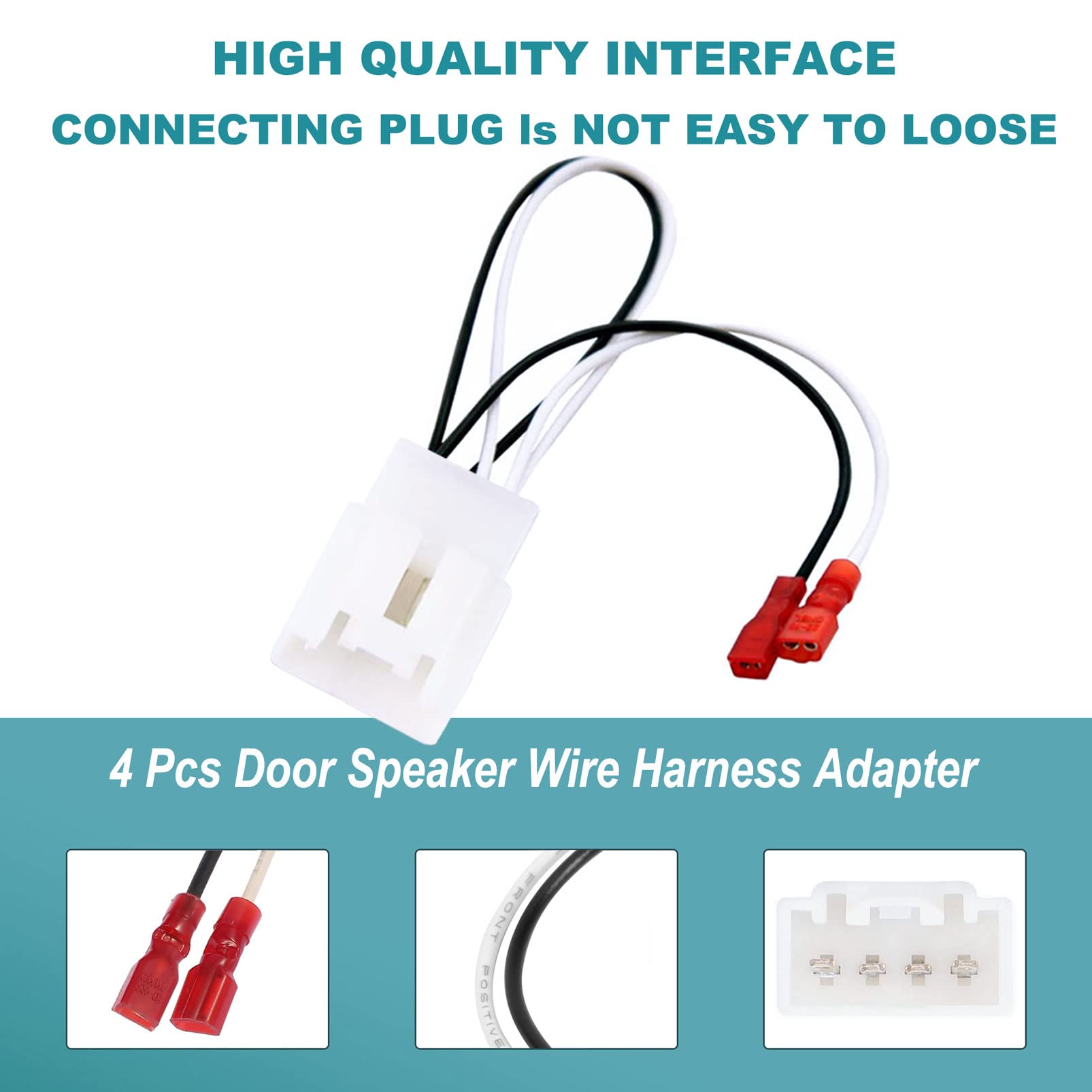 72-5602 Car Replacement Door Speaker Wiring Harness Plug Connector for 2011-2021 Ford F-150 Fusion Escape Focus Bronco Mustang Mondeo MK4 Mazda 2 3 6 CX5 Cable Plug Speakers Harness (Pack of 4)