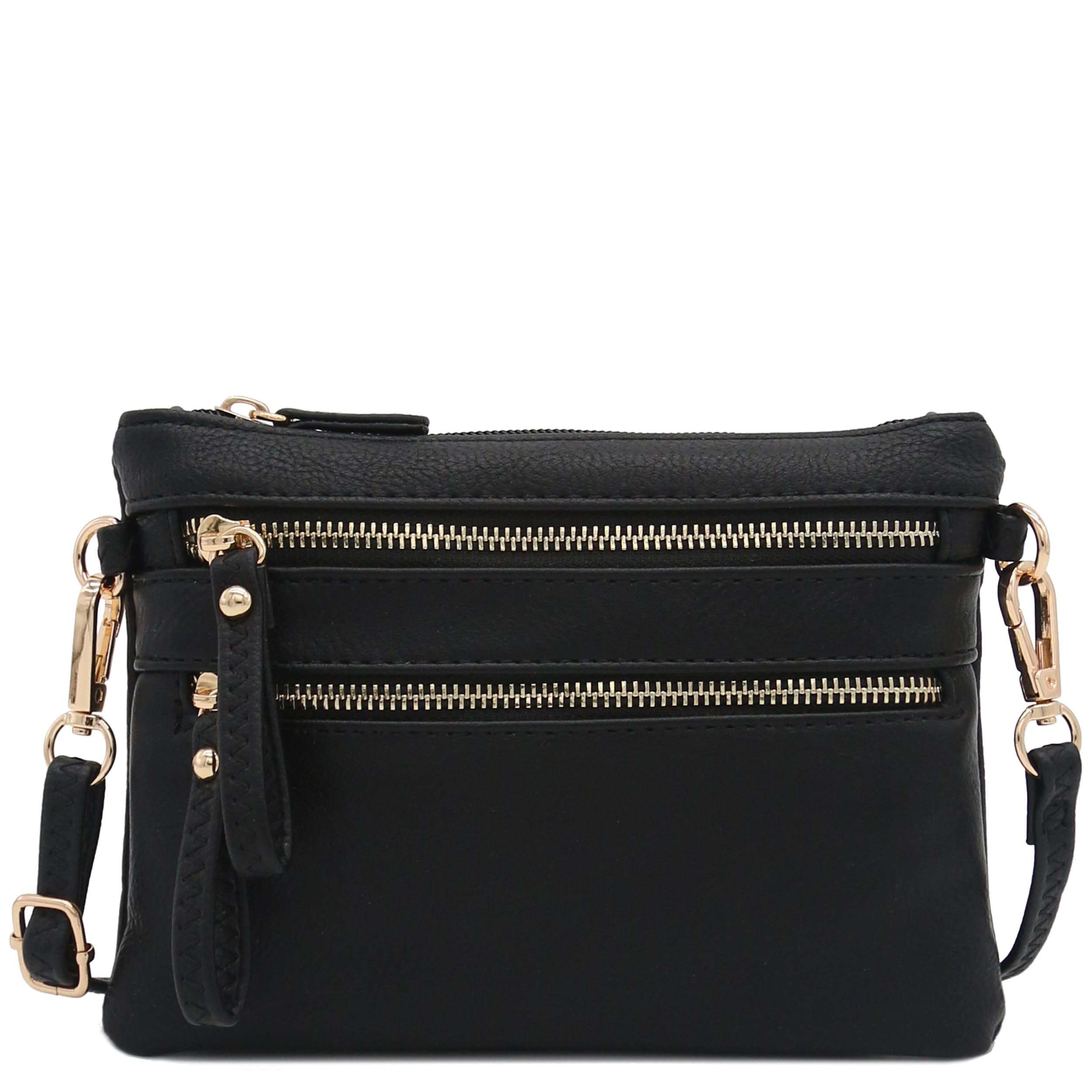 FashionPuzzle Multi Zipper Pocket Small Wristlet Crossbody Bag (Light Mint)